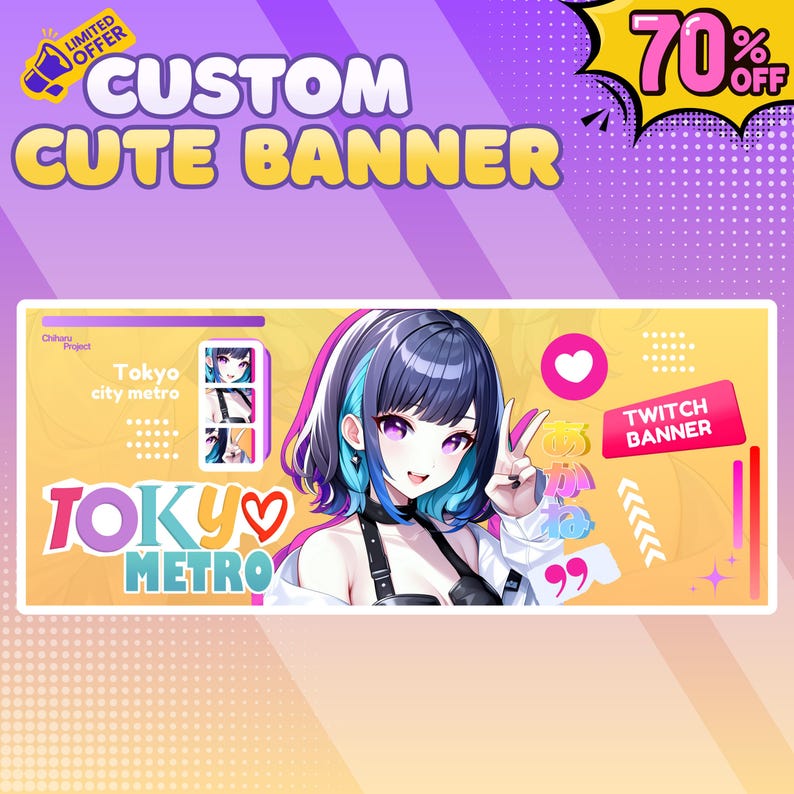 Custom Twitch Banner | Kawaii Cute | Twitch Banner | Anime Twitch ...