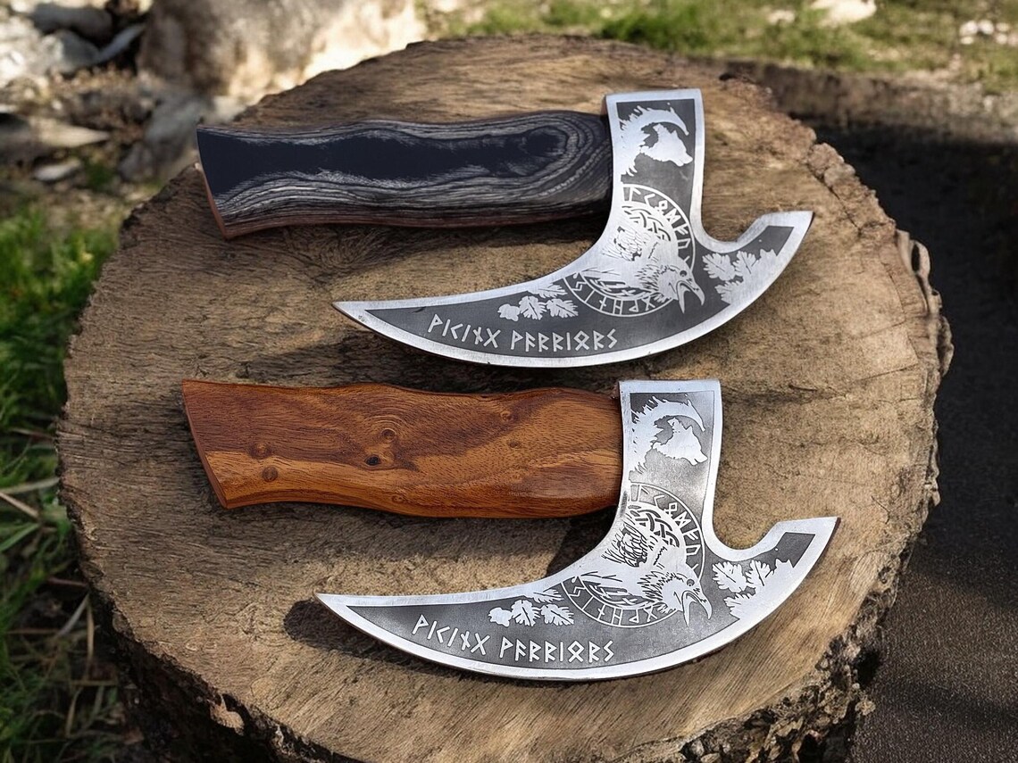 Viking Pizza Cutter Axe With Sheath: Hand-forged Carbon Steel Blade - Etsy