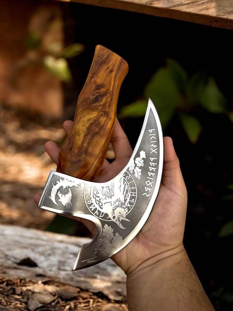 Viking Pizza Cutter Axe With Sheath: Hand-forged Carbon Steel Blade - Etsy