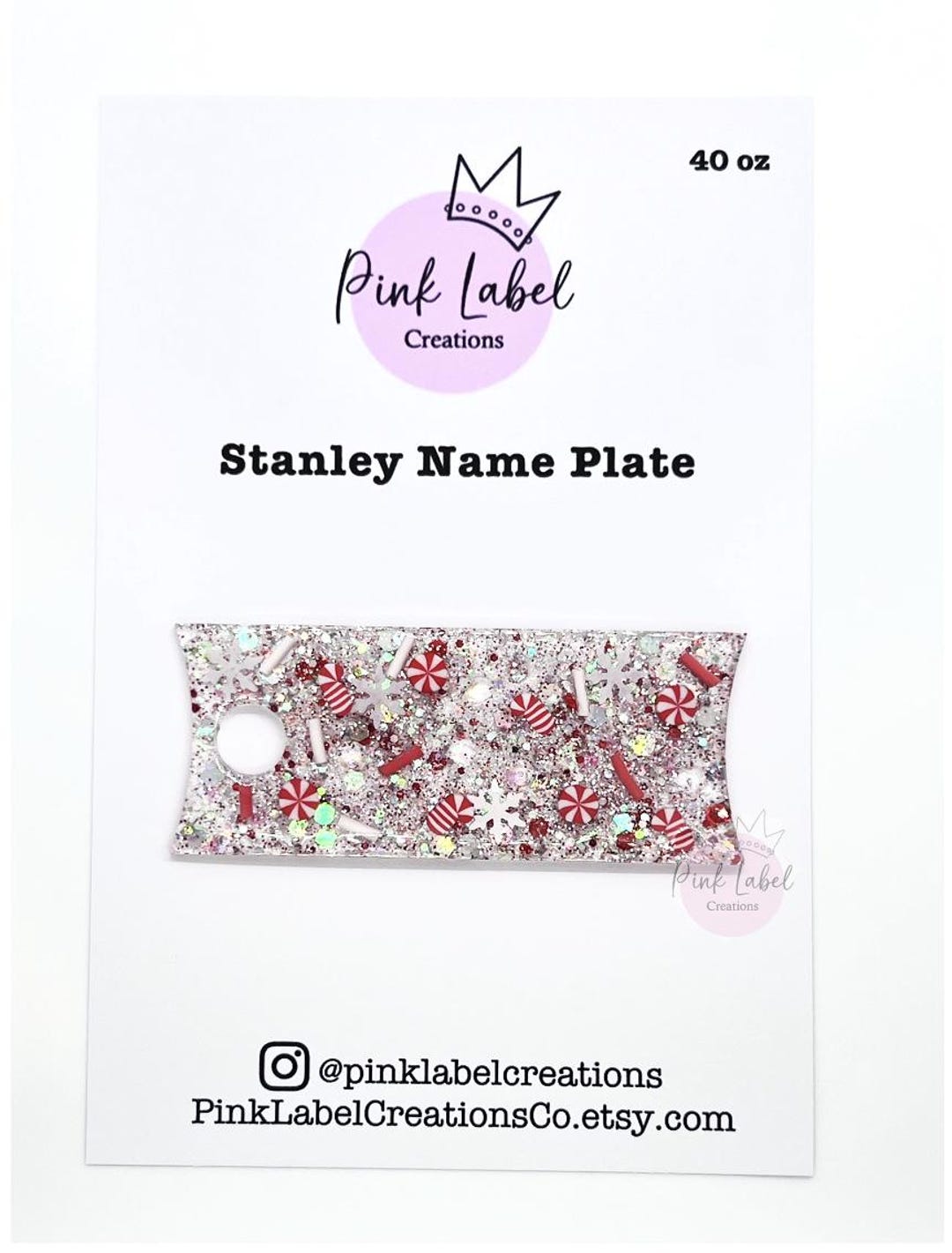 Christmas Candy Cane Stanley Name Plate/tag - Etsy