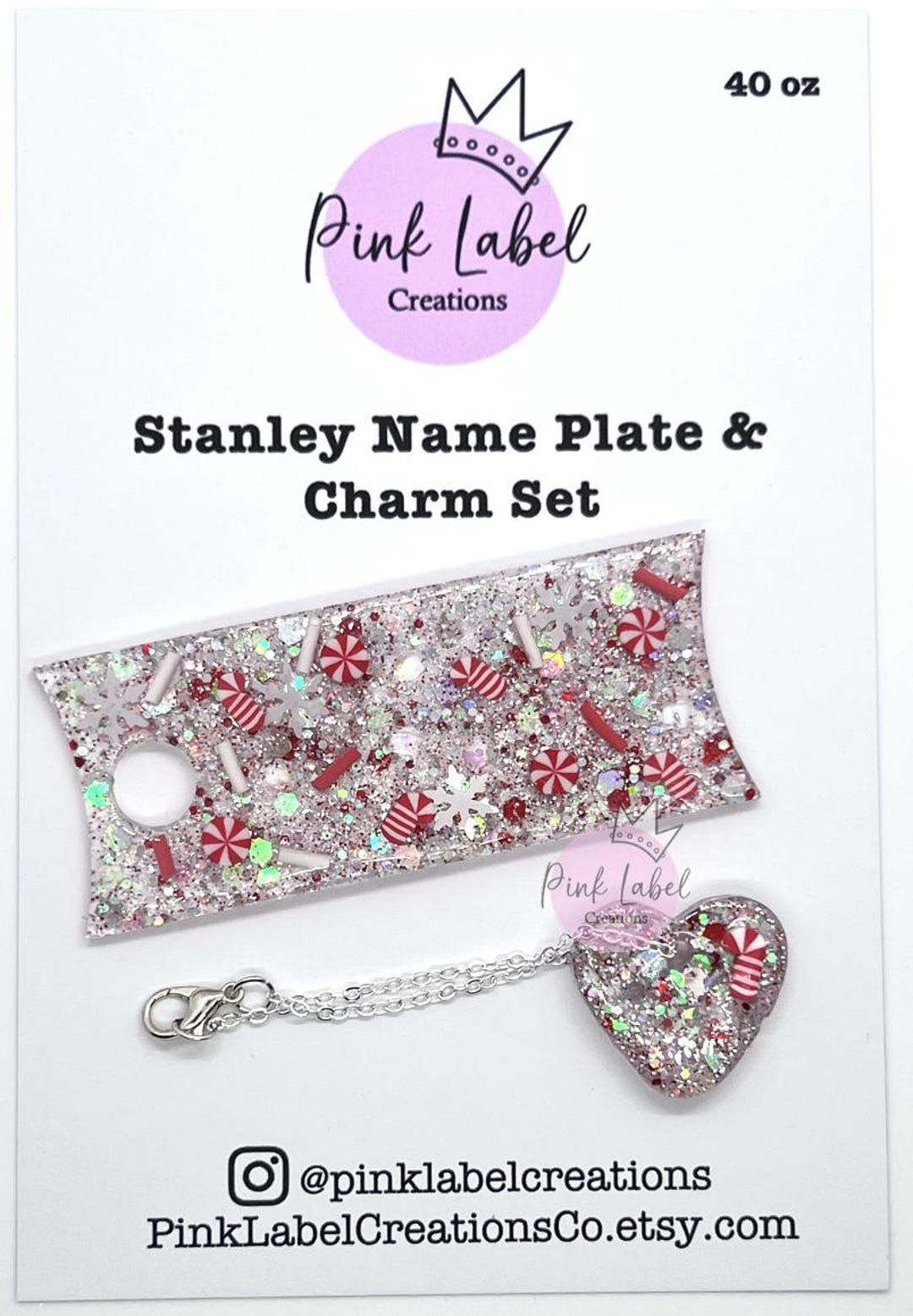 Candy Cane Stanley Name Plate & Charm Set - Etsy