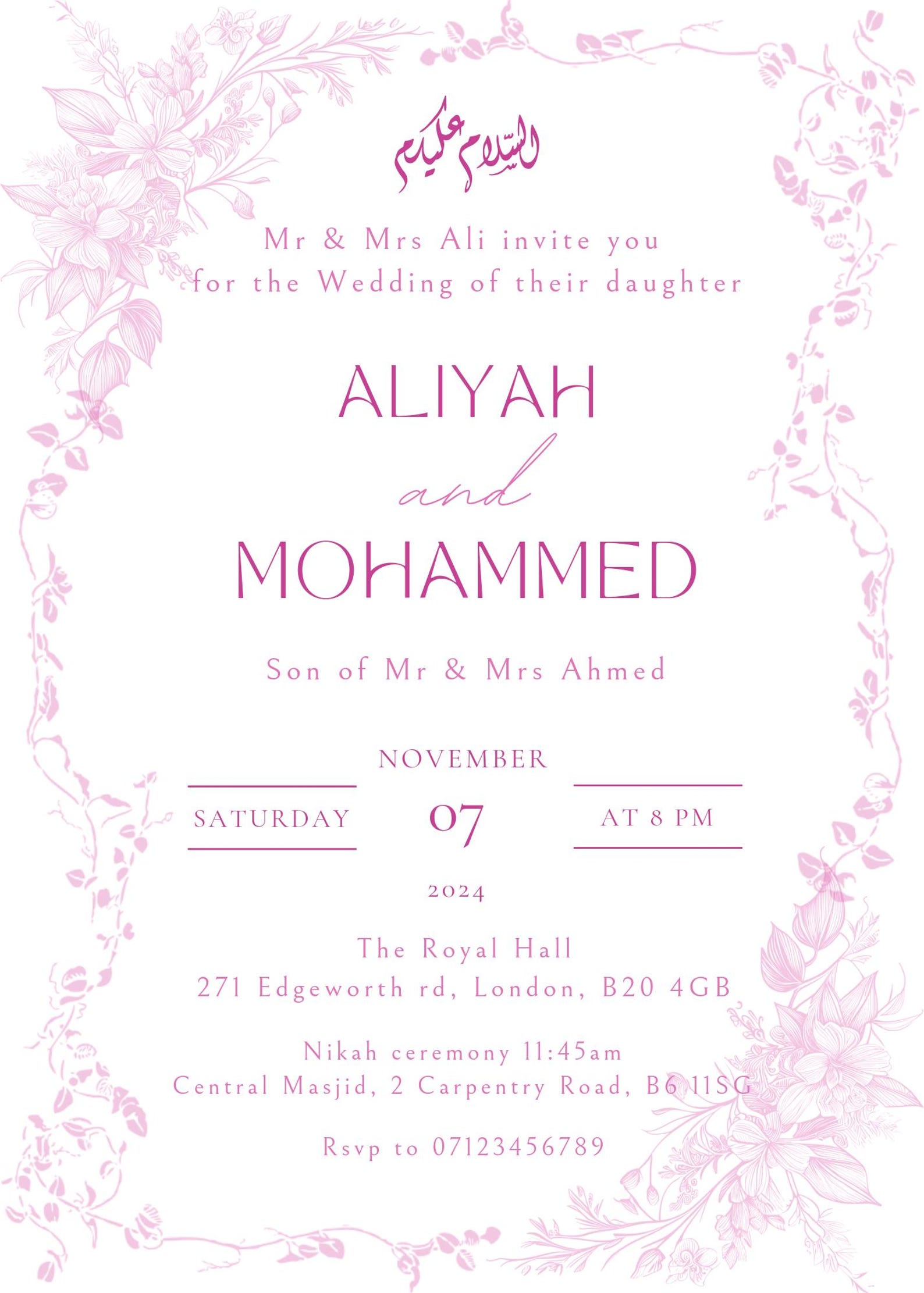 Desi Wedding Nikah Walima Invitation (editable) - Etsy