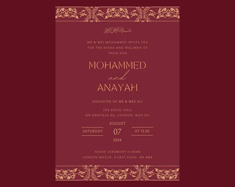 Desi Wedding Nikah Walima Invitation editable - Etsy