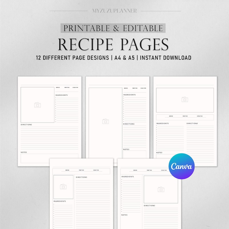 Recipe Book With No Lines - Etsy