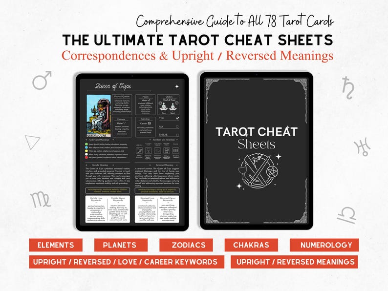 Tarot Symbolism Cheat Sheets, Tarot for Beginners, Tarot Workbook ...