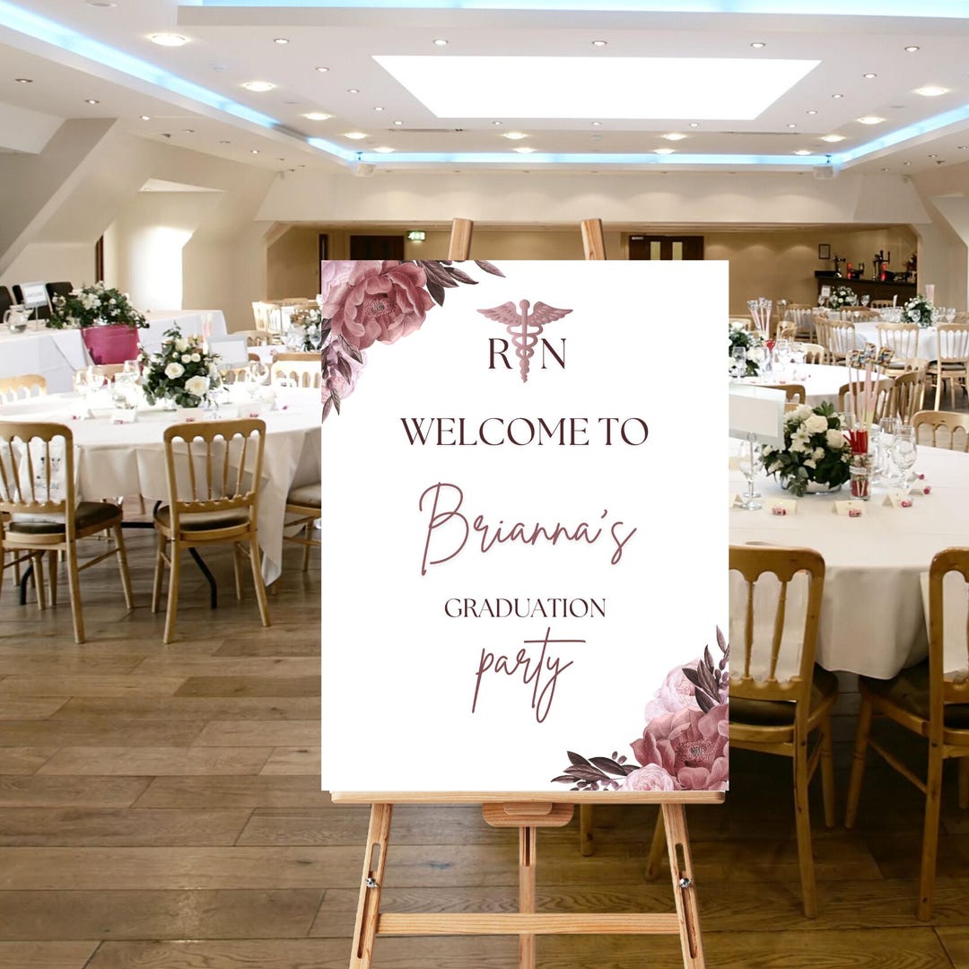 BSN RN Nurse Graduation Party Welcome Sign Canva Template ...