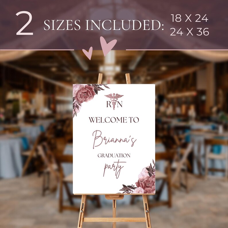 BSN RN Nurse Graduation Party Welcome Sign Canva Template ...