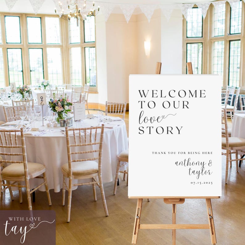 Welcome to Our Love Story Wedding Sign | Customizable Signage | Thank ...