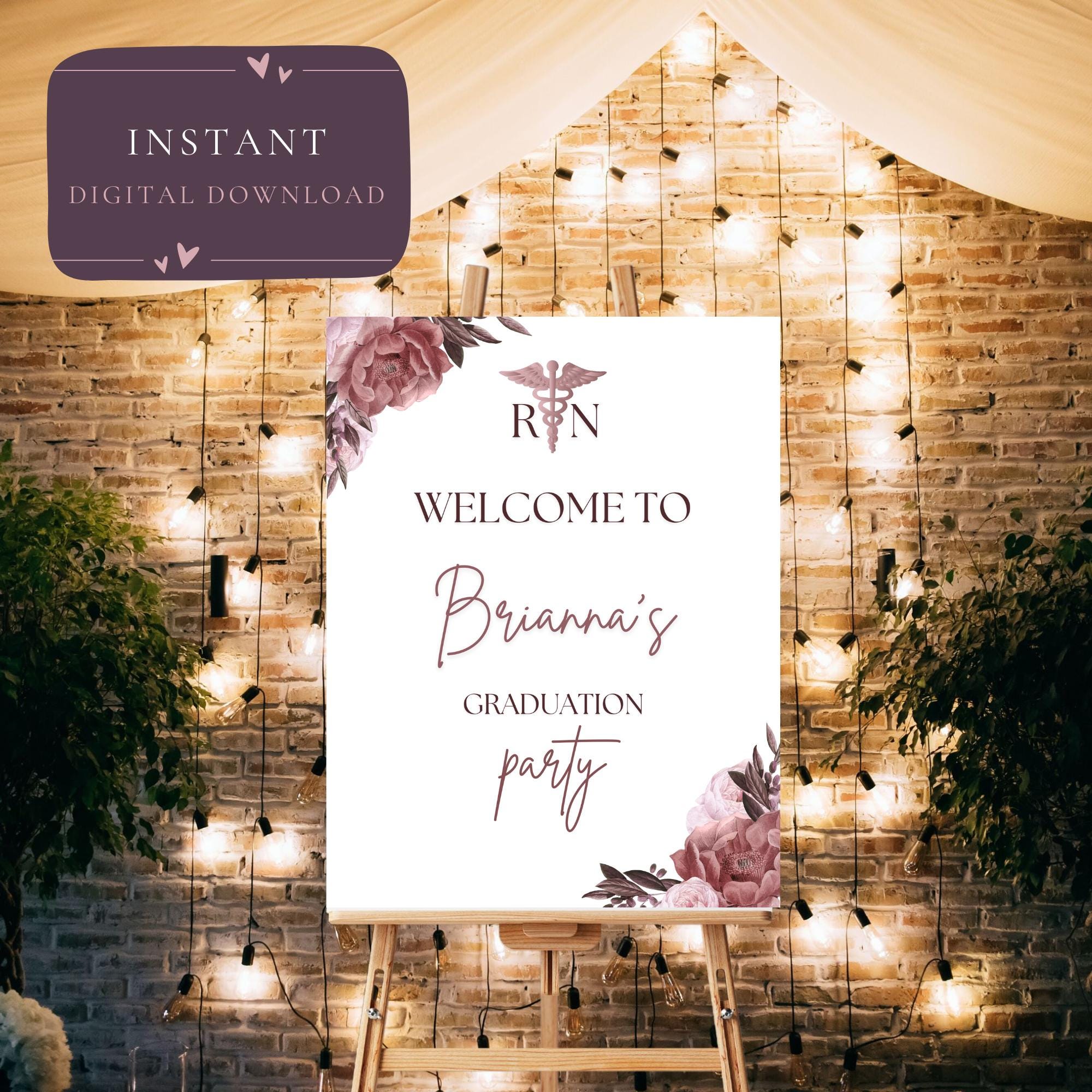 BSN RN Nurse Graduation Party Welcome Sign Canva Template ...