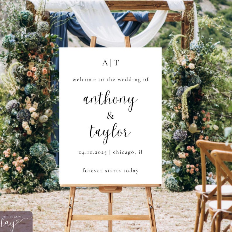 Customizable Wedding Welcome Sign Template | Minimalist Canva Editable ...
