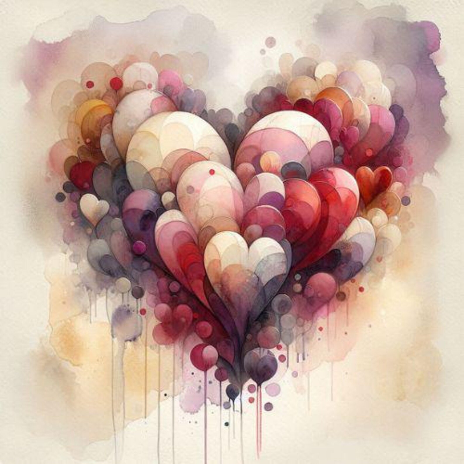 Whimsical Heart Background - Printable Watercolor Artwork for DIY ...