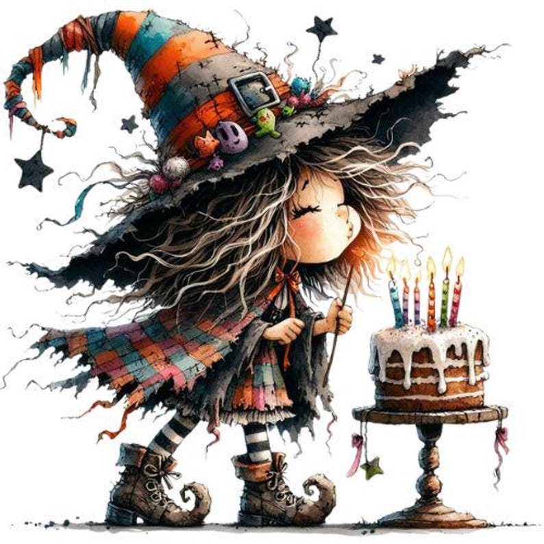 Whimsical Birthday Witches, Digital Download Clipart - Etsy