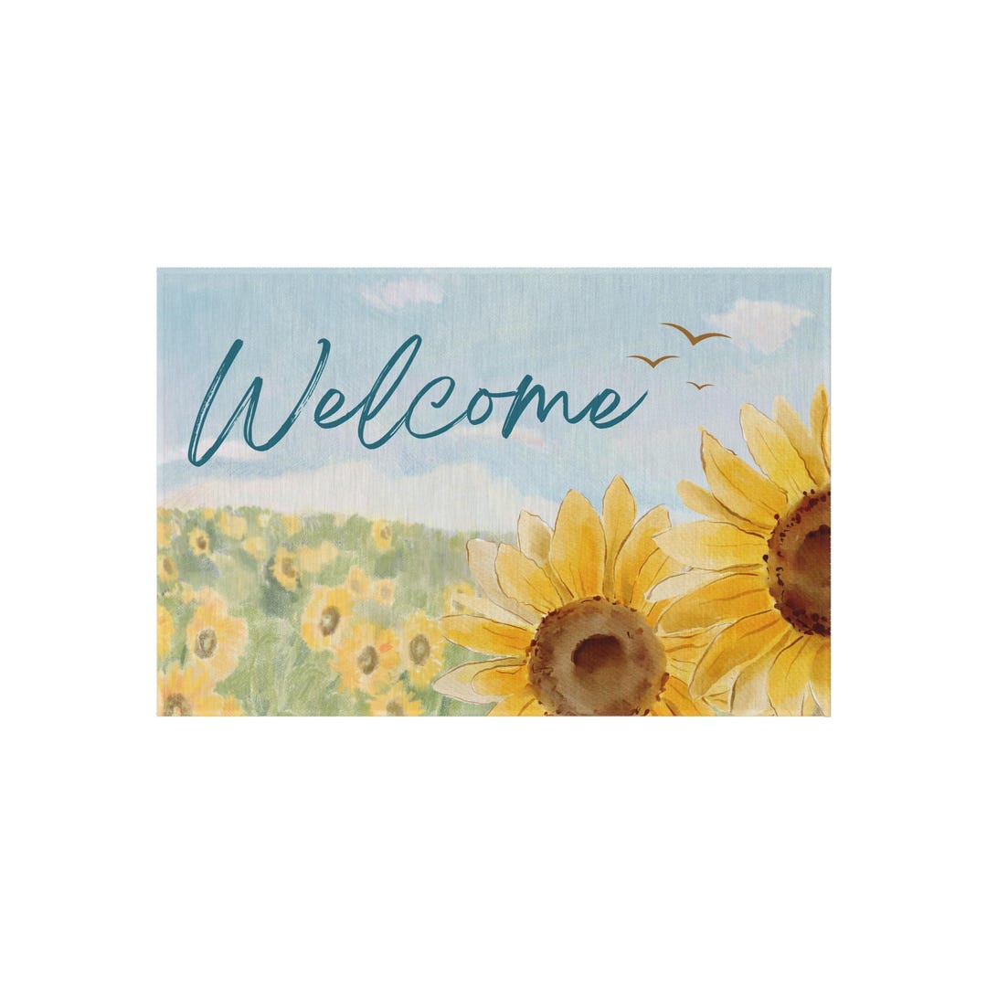 Sunflower Theme Welcome Mat, 24 X 36 Door Mat, Fall or Autumn, Year ...
