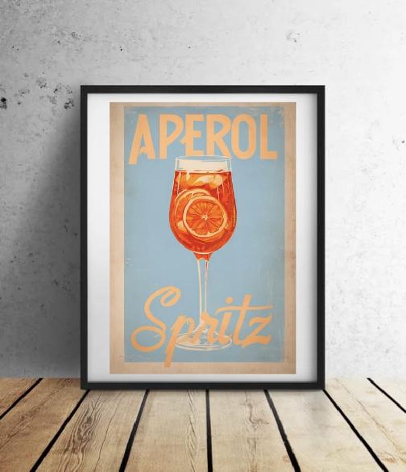Aperol Spritz Cocktail Bar Decor, Vintage, Printable Wall Art, Digital ...