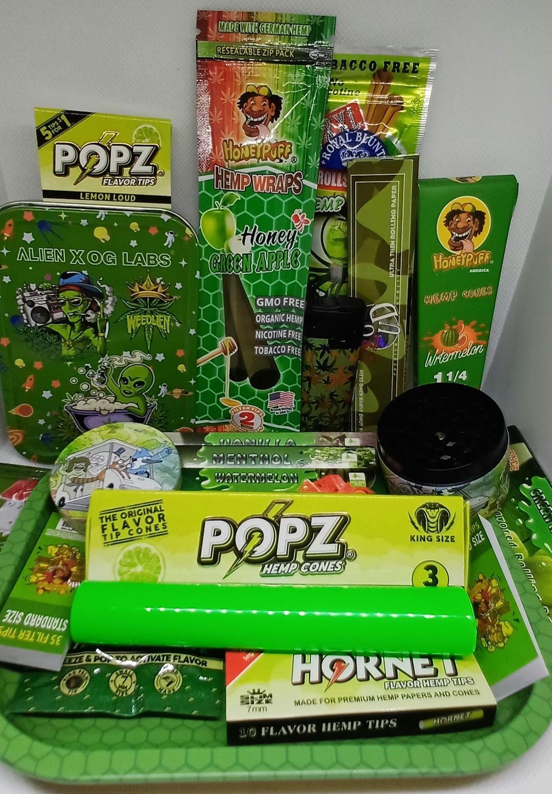 Green Backwoods Rolling Tray With Metal Grinder and Premium Smoking ...