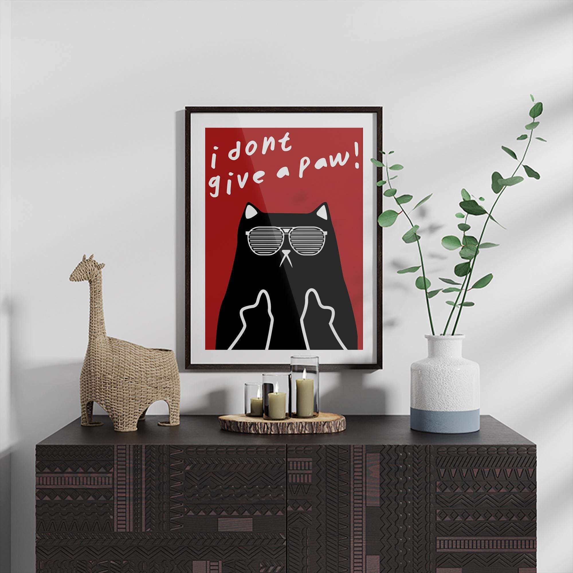 Poster Prints Digital Wall Art Cat, Cute Kitten Illustration, Cat Lover ...
