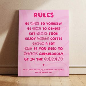 Positive Affirmation Rules Poster, Digital Download Wall Art ...