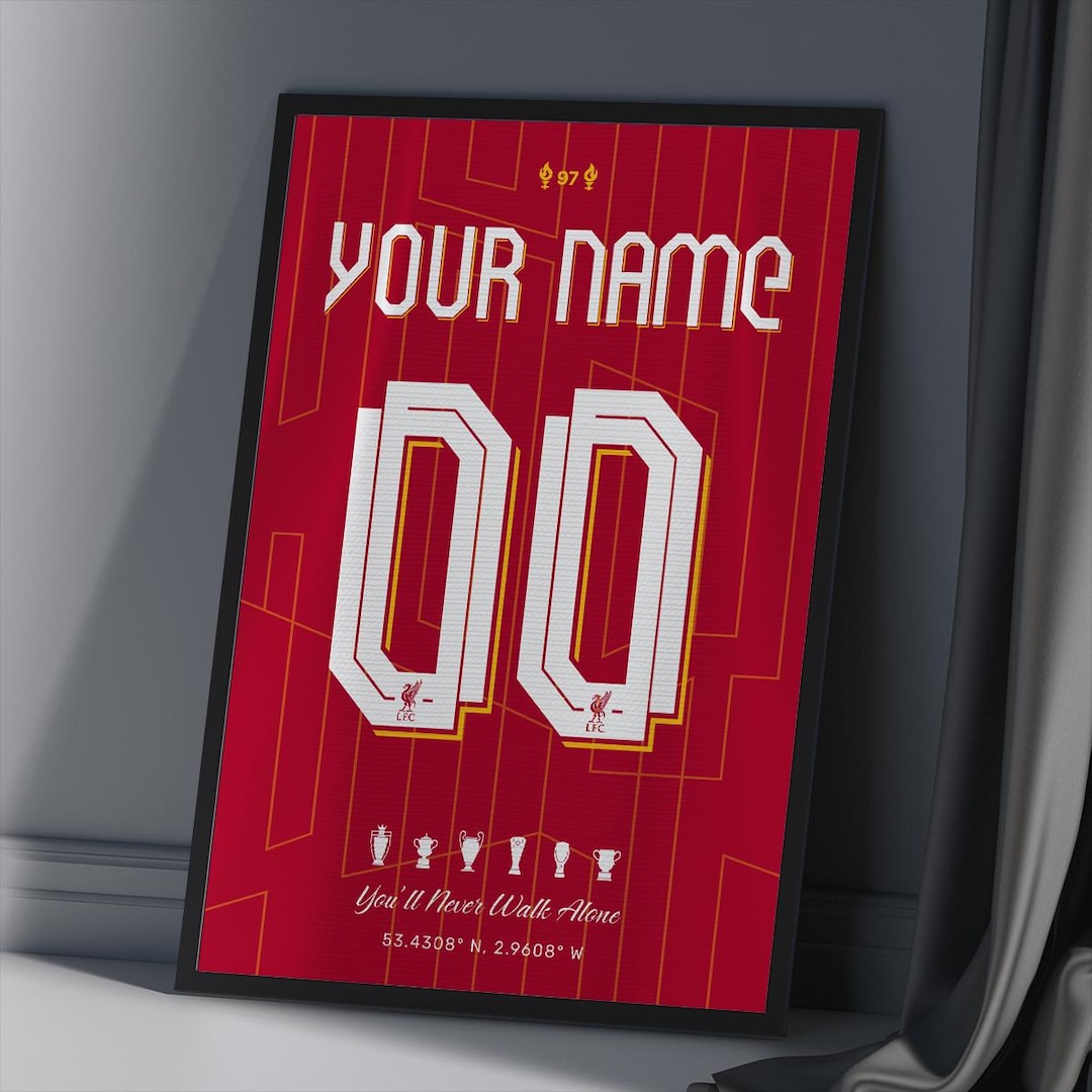 Liverpool Custom Poster - Personalized Football Art - Digital Jersey ...