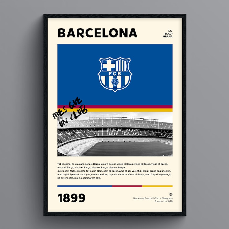Barcelona Poster | Camp Nou Stadium Print | Sports Poster | Football ...
