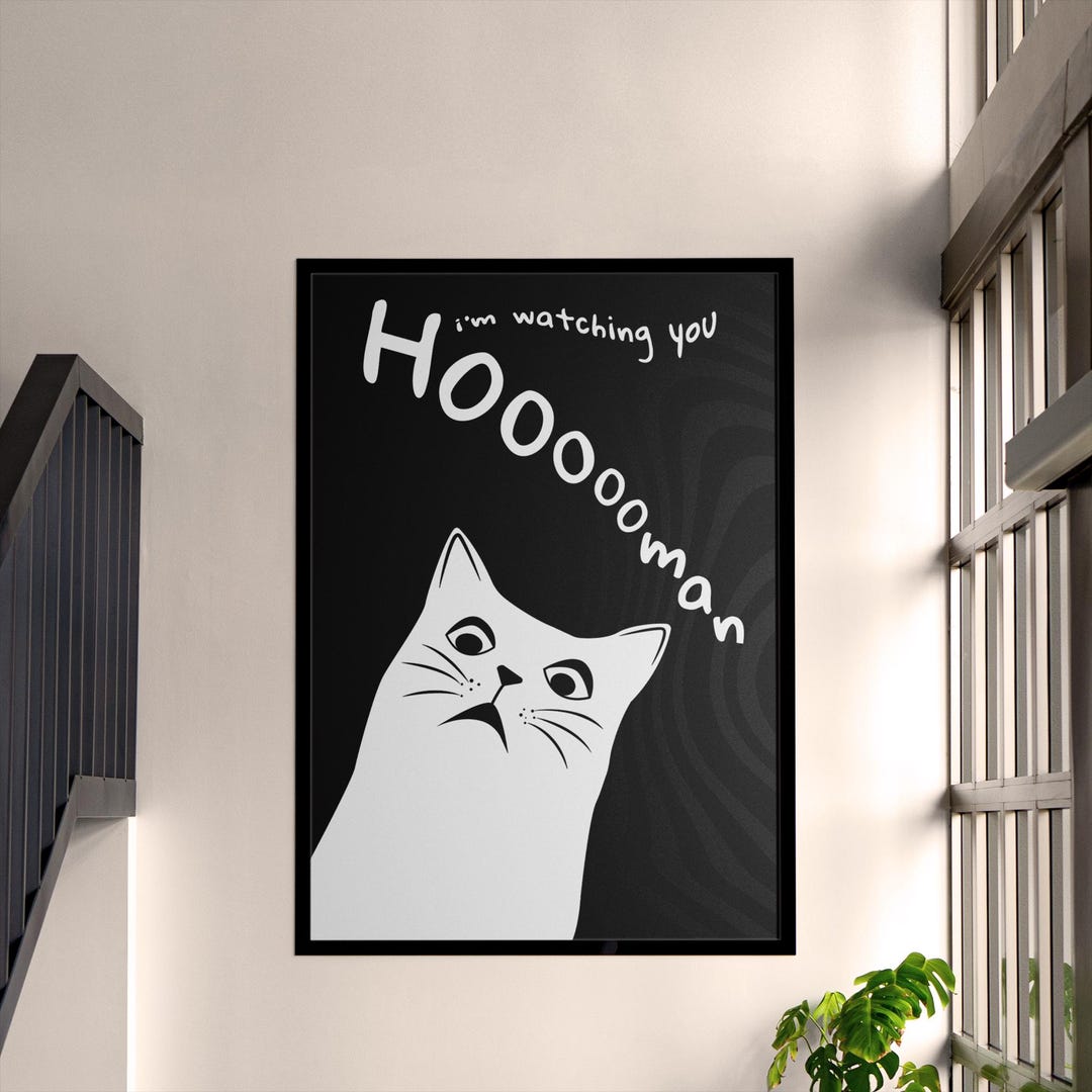 Poster Prints Black Cat Wall Art, Cat Illustration, Cat Lover Gift ...