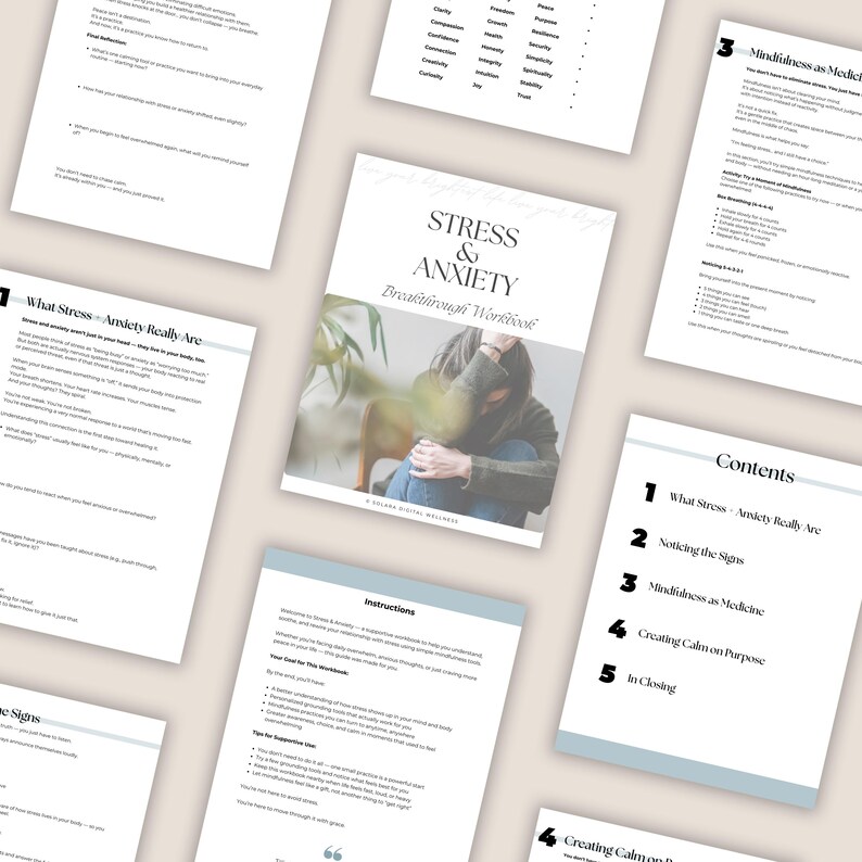 Stress + Anxiety Breakthrough Workbook | Commercial Use License | Calm ...