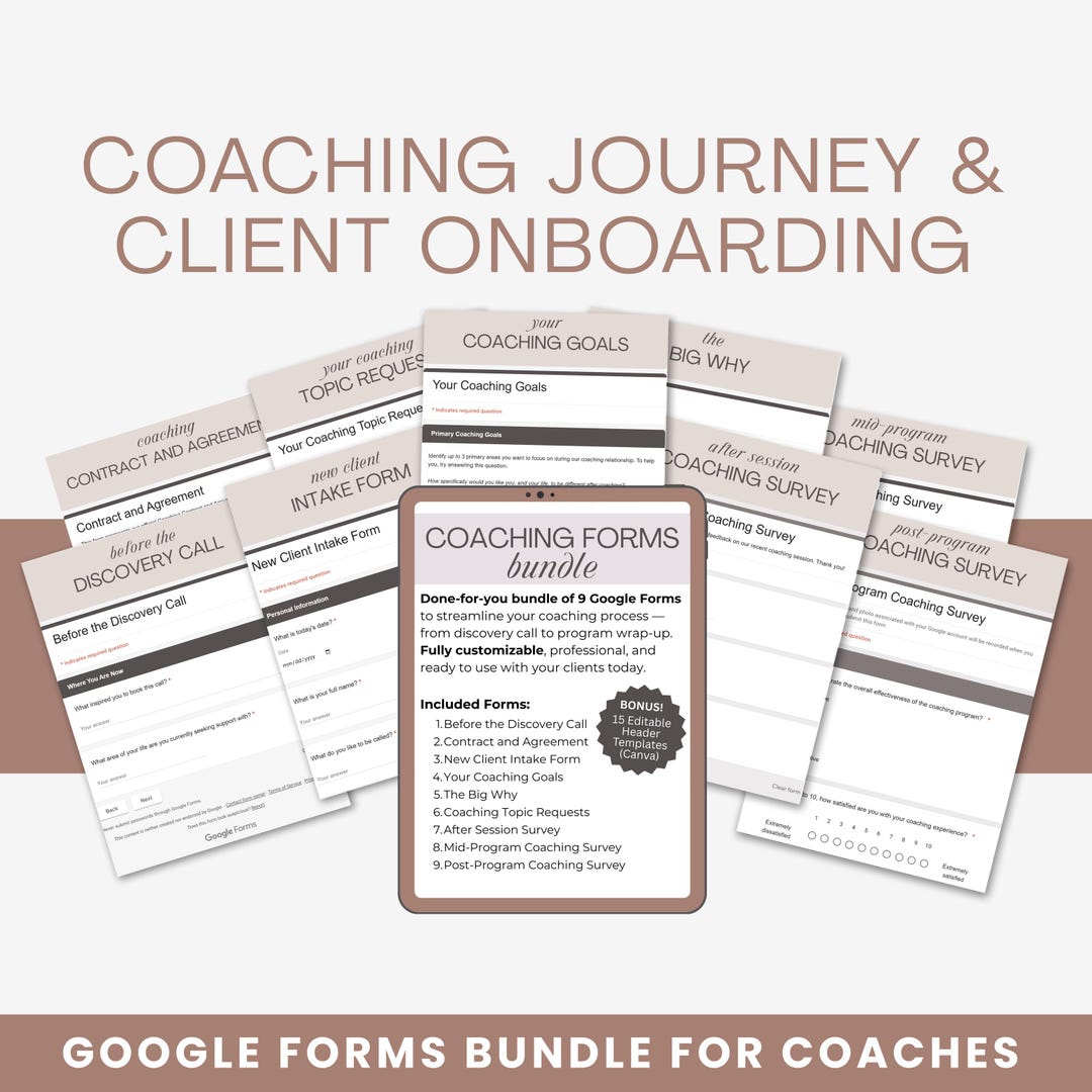 Coaching Client Intake Google Forms Bundle | 9 Editable Google Form ...