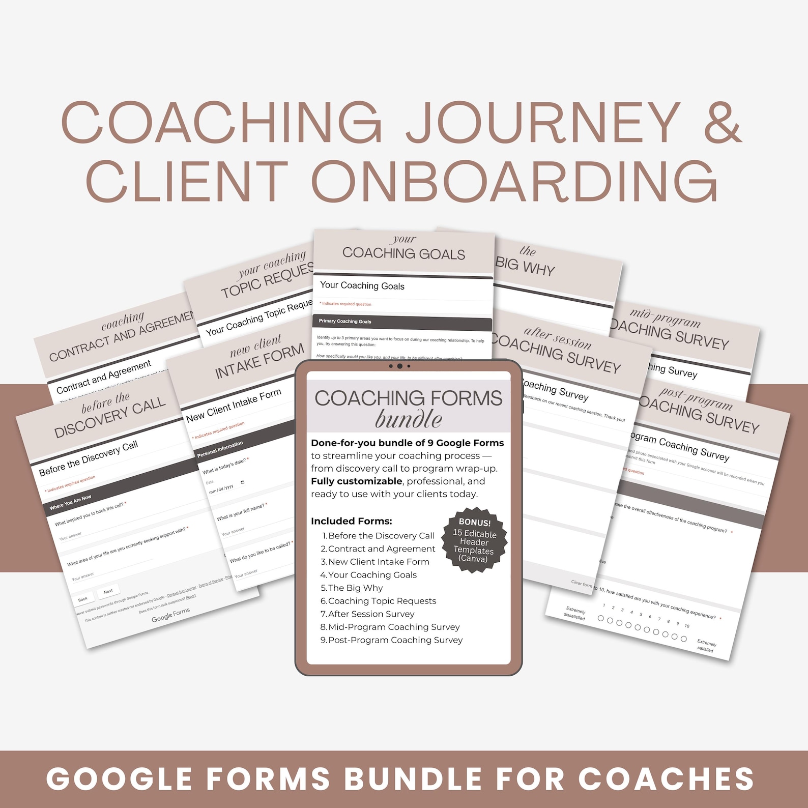 Coaching Client Intake Google Forms Bundle | 9 Editable Google Form ...