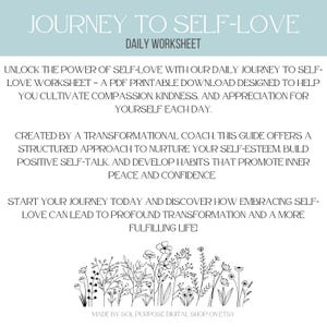 Daily Journey to Self-love Worksheet Printable PDF Download - Etsy