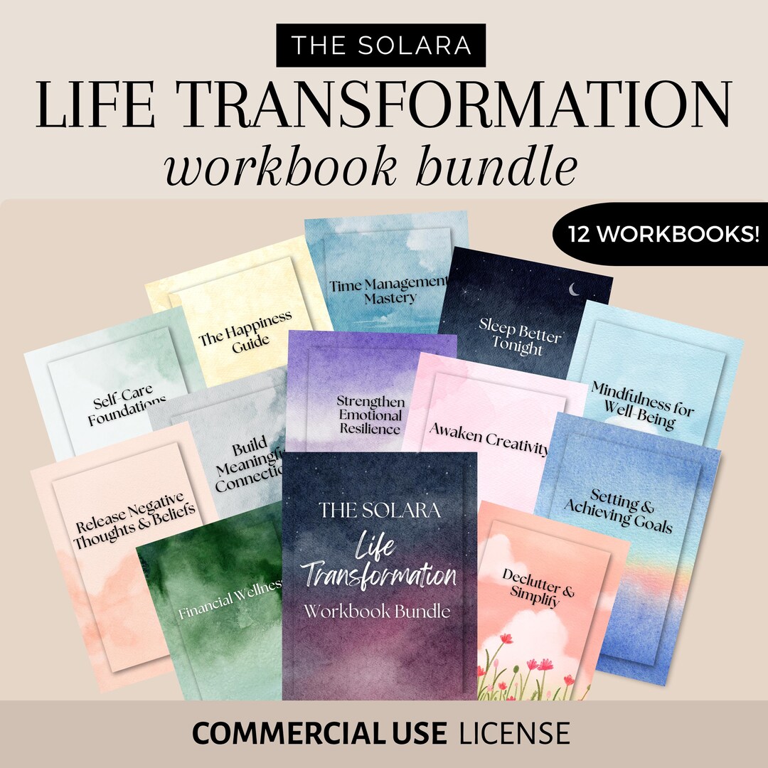 The Solara Life Transformation Workbook Bundle | 12 DFY Coach Workbooks | Edit in Canva | All-in ...
