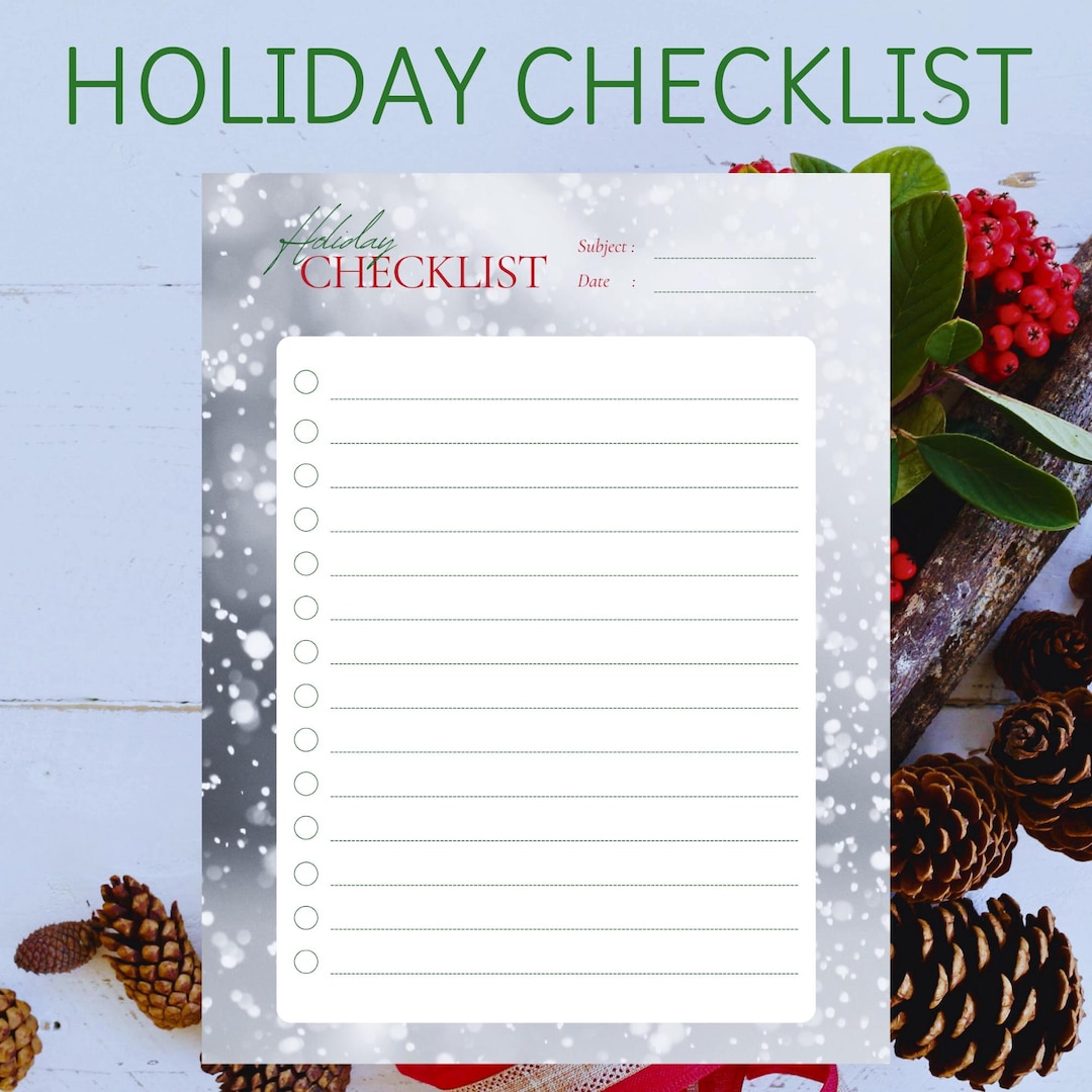Holiday Checklist | Christmas To-do List Planner | Printable Holiday ...