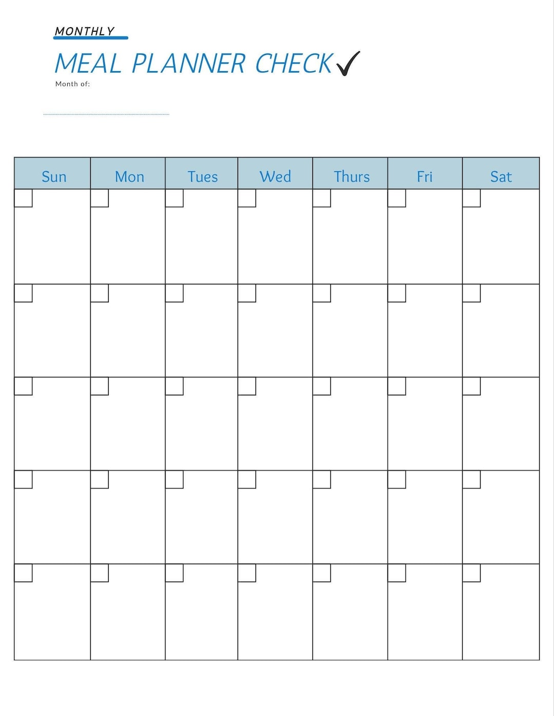 Monthly Meal Planner | Printable Meal Planning Calendar | Digital Meal ...