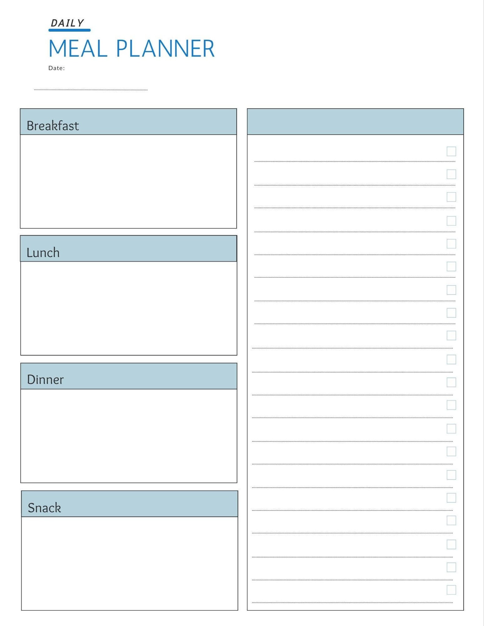 Daily Meal Planner | Printable PDF Food Journal | Meal Tracker for ...