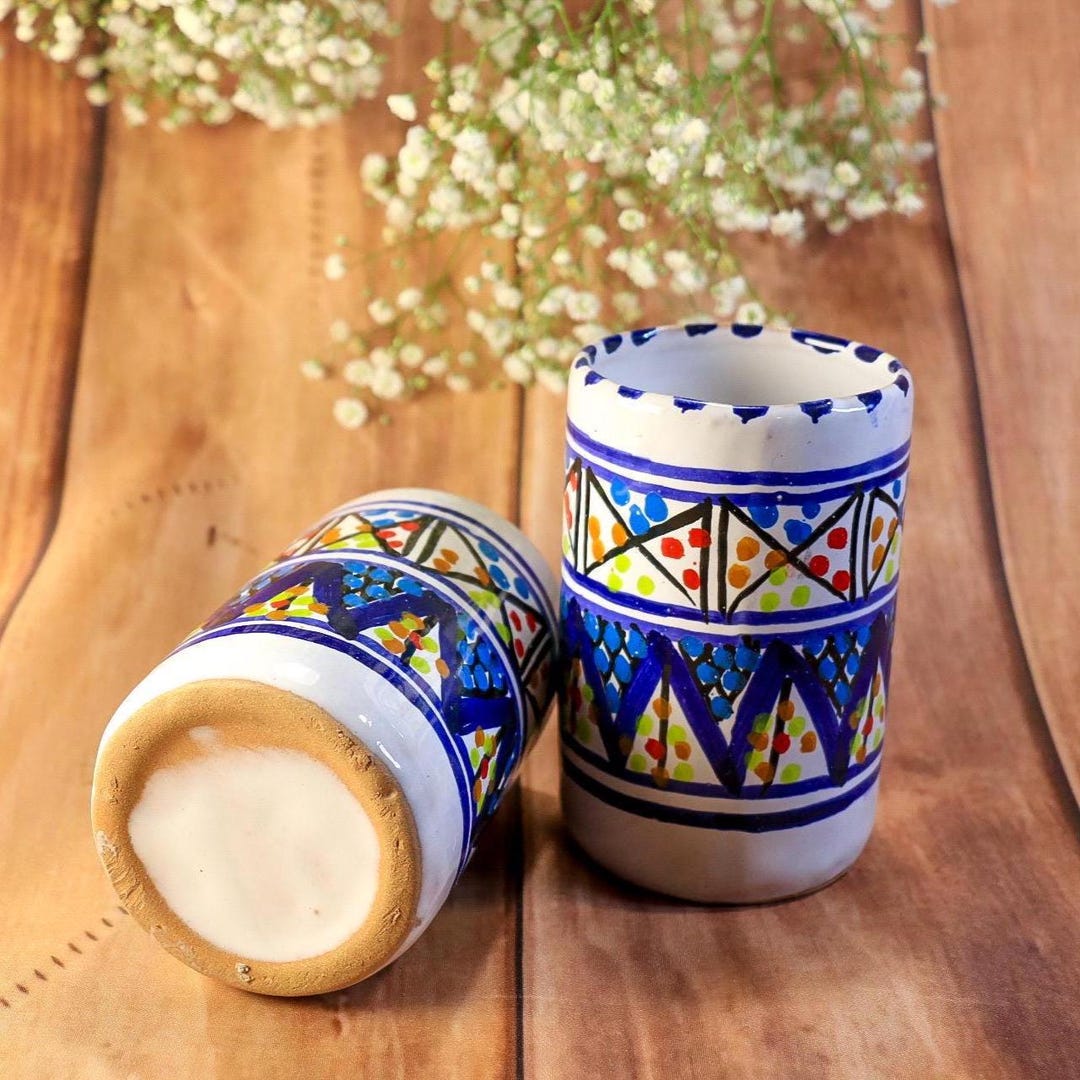 Ceramic Cup Without Handle Coffee & Tea Cup in Tunisian Style Unique ...