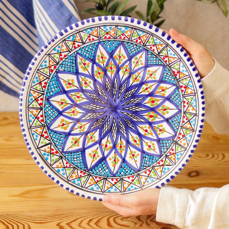 Handmade Tunisian Pizza Plate – 30 cm Ceramic Dish | Artisan Serving ...