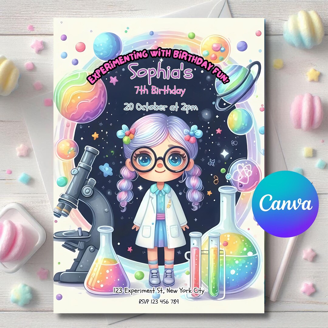 Science Experiment Party Invitation Slime Mad Scientist Birthday Invite ...
