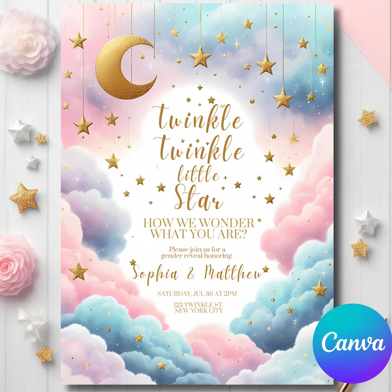 Twinkle Twinkle Little Star Invitation, Stars Invitation, Twinkle ...