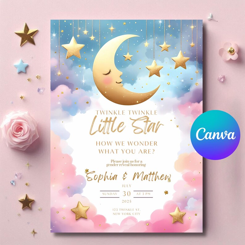 Twinkle Twinkle Little Star Invitation, Stars Invitation, Twinkle ...
