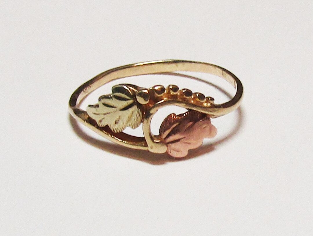 Vintage Tricolor Gold Solid 10K Grape Leaf Motif Ring, Size 5, Free US ...