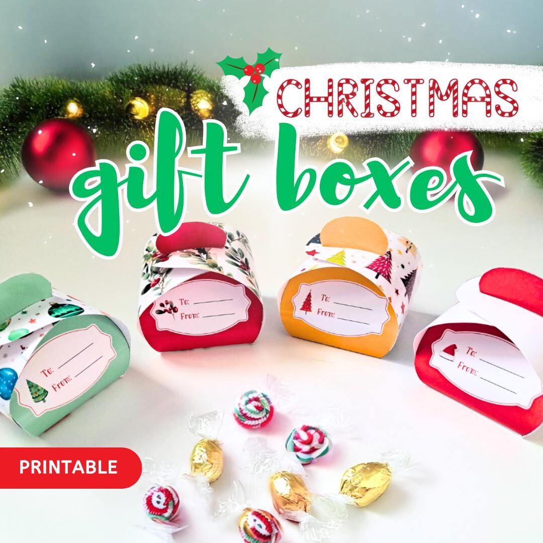 PRINTABLE Christmas Gift Boxes for Treats, Xmas Candy Boxes, Christmas ...
