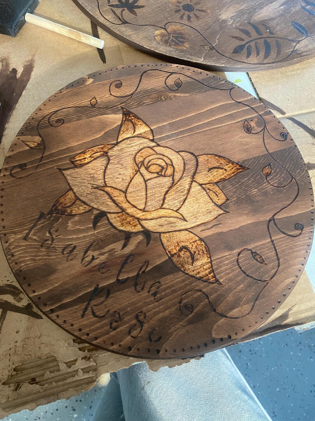 Wood Burned Name Signs With One Pictured Item in Center - Etsy