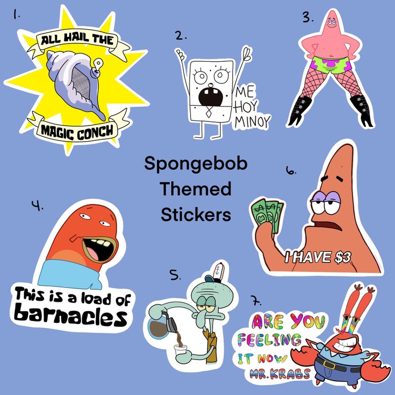 Spongebob Stickers - Etsy