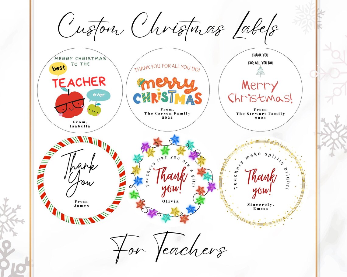 Custom Teacher Christmas Labels Custom Christmas Labels for Teacher ...