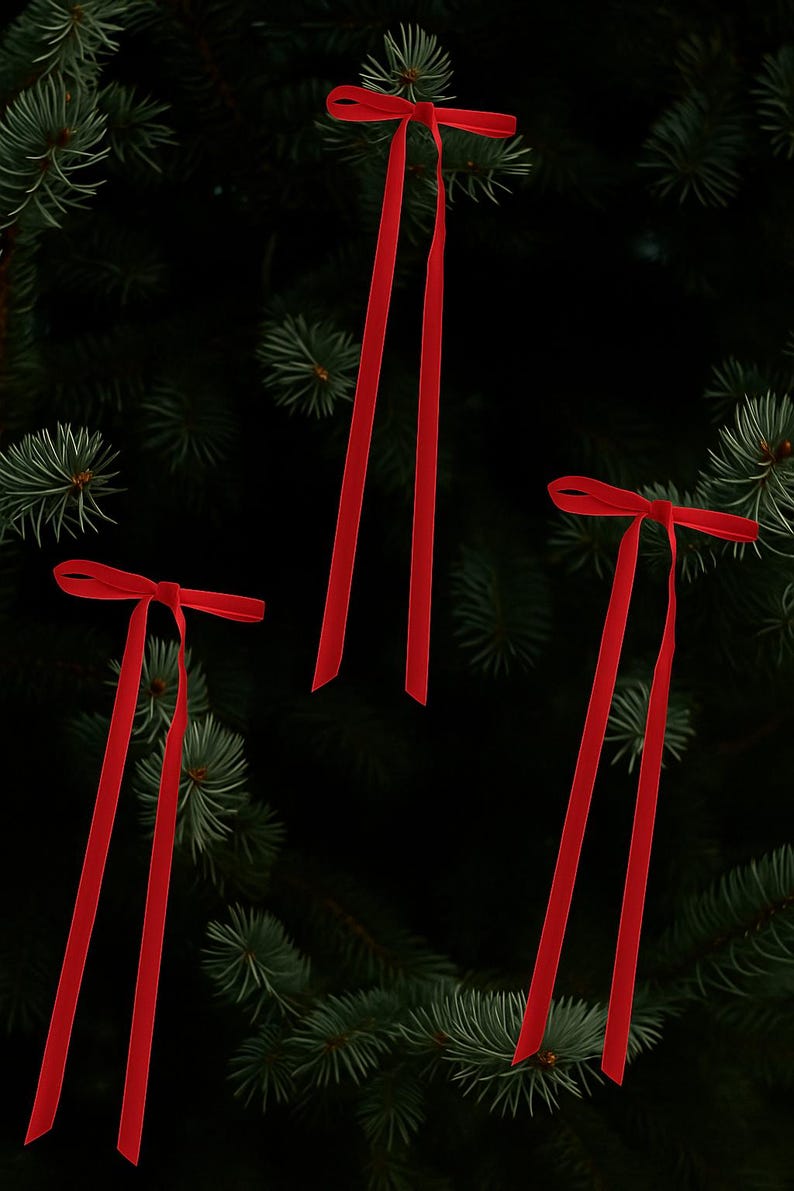 Red Velvet Christmas Tree Bows, Holiday Ornament Decor (set of 10) - Etsy