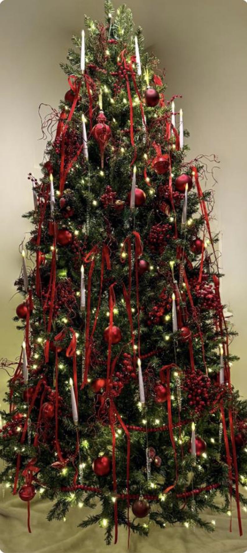 Red Velvet Christmas Tree Bows, Holiday Ornament Decor (set of 10) - Etsy