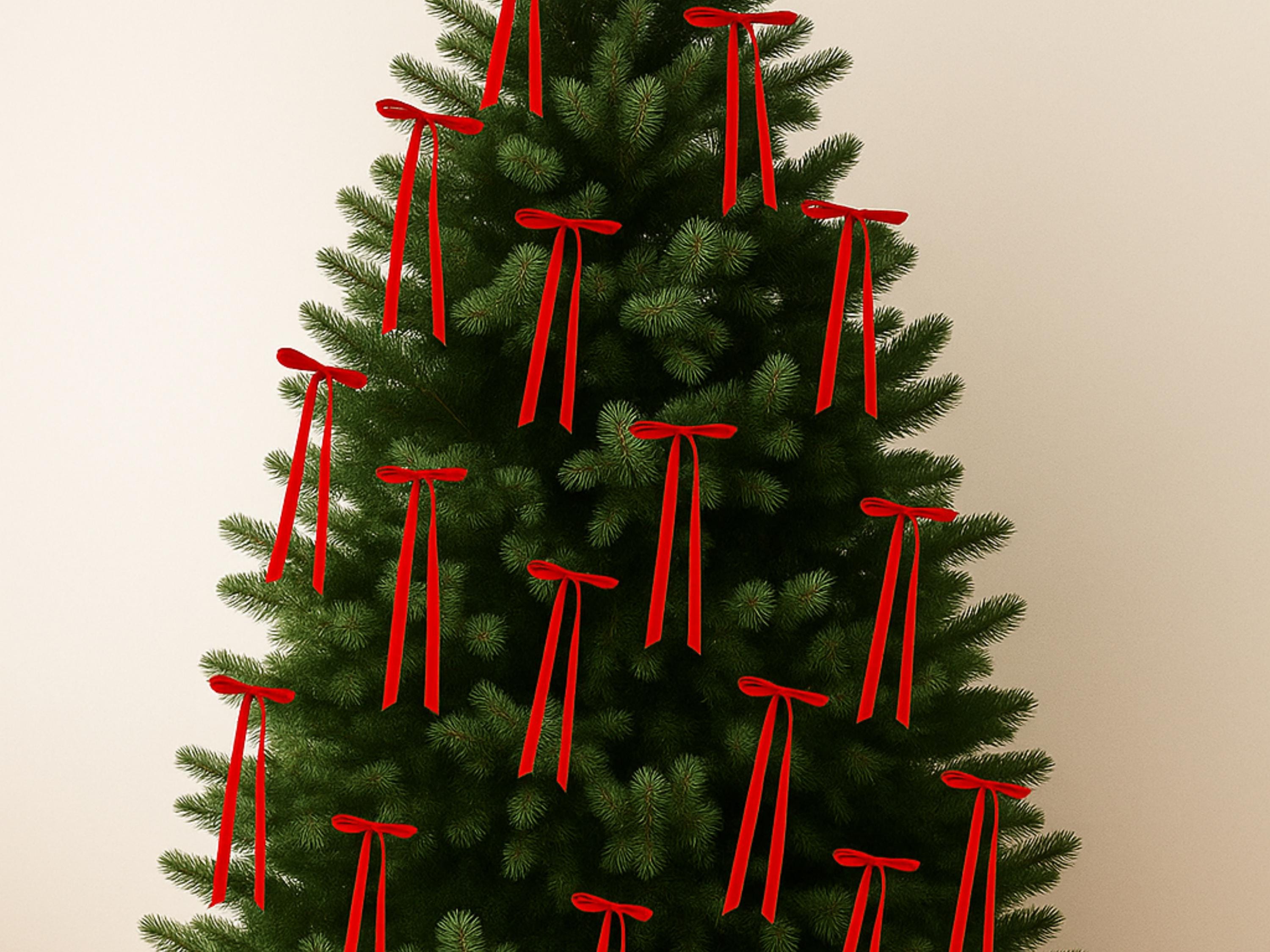 Red Velvet Christmas Tree Bows, Holiday Ornament Decor (set of 10) - Etsy