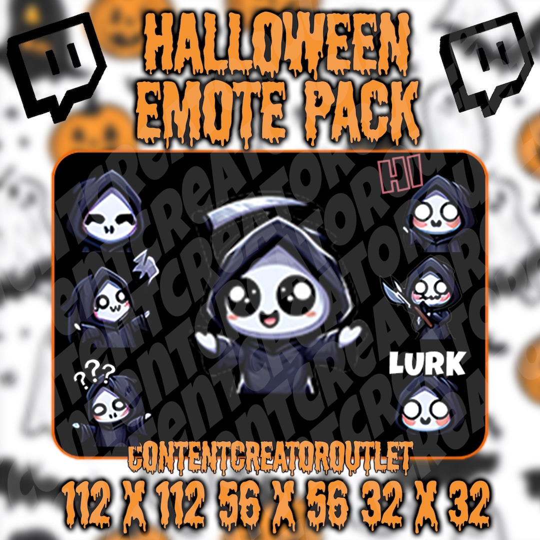Cute Grim Reaper Emote Pack - Halloween Twitch Emotes - Twitch Emote ...