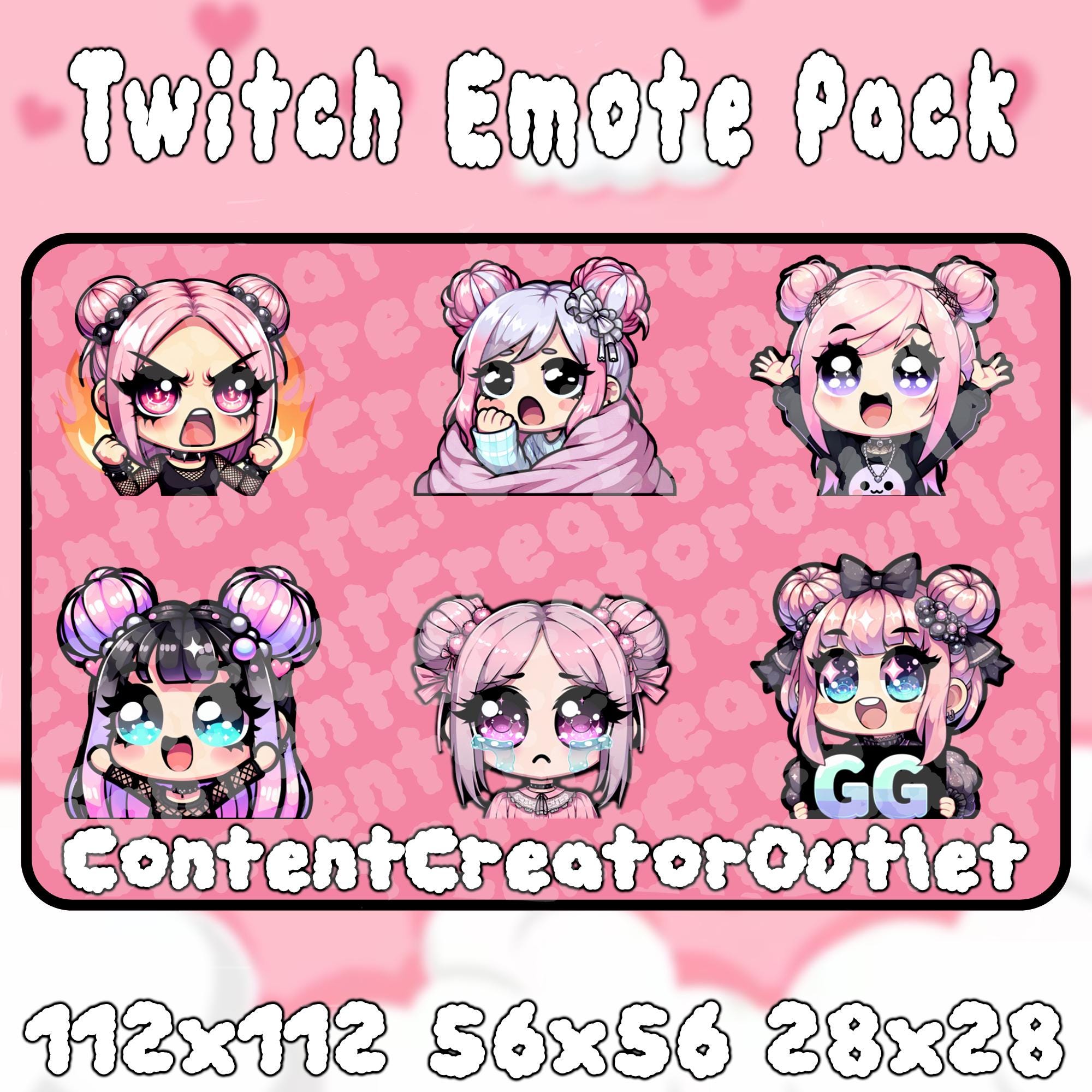 Cute Twitch Emotes Cute Goth Girl Emotes Instant Download - Etsy