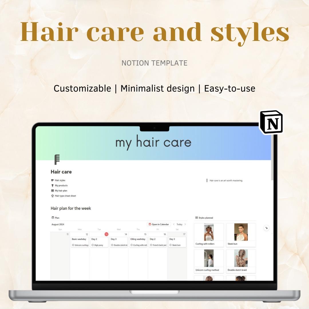 Notion Template Hair Care Tracker | Hair Styles Library | Hair Products ...