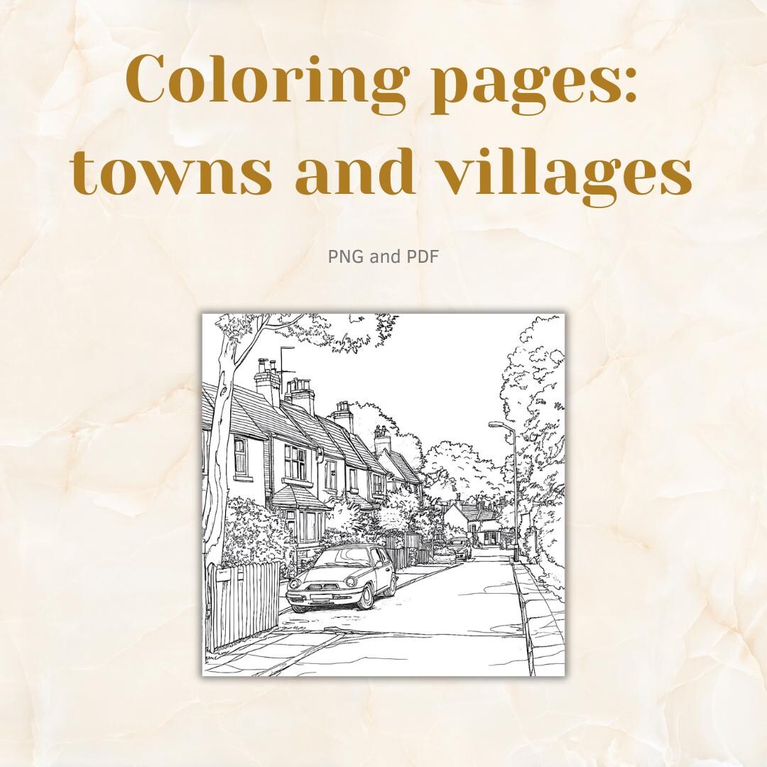 Adult Coloring Pages | Towns and Villages | AI Generated Printable ...