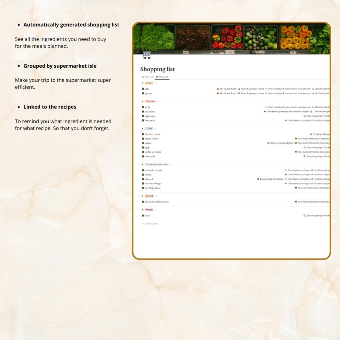 Notion Template Cooking Hub | Meal Planner, Recipe Library, Grocery ...